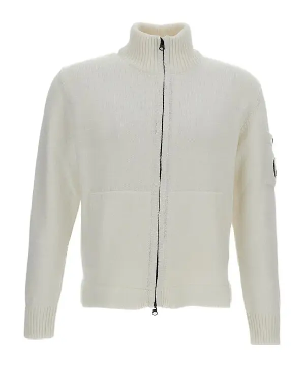 C.P. COMPANY Zip-up Knit Cardigan - White