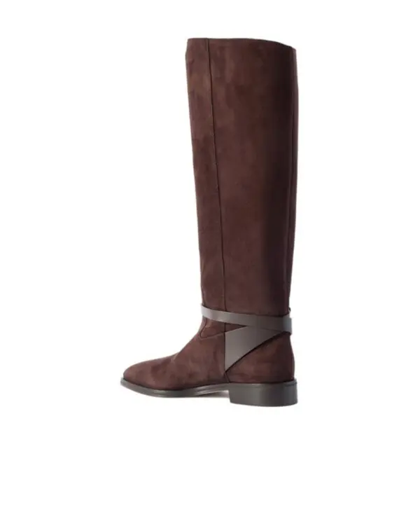 JIMMY CHOO Leather Trimmed Knee-high Suede Boots - Black