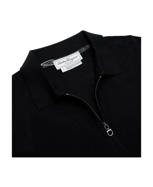 FERRAGAMO Ribbed Quarter Zip Sweater - Black