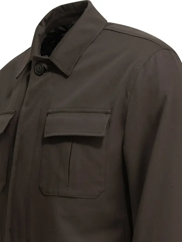 Herno Long Sleeved Utility Overshirt - Brown