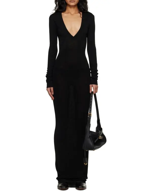 ENTIRE STUDIOS Long Sleeve V-neck Knitted Maxi Dress