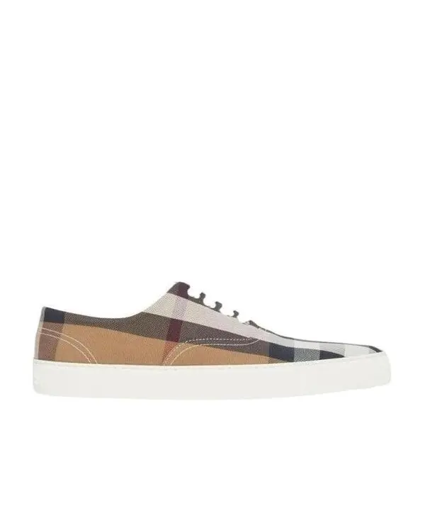 Burberry Check Print Lace-up Sneakers - White