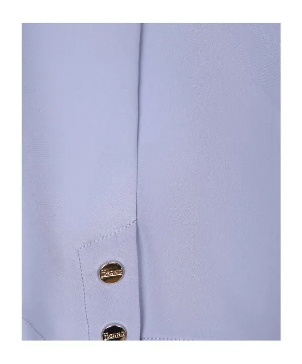 Herno V-neck Sleeveless Top With Metal Logo Detail - Blue