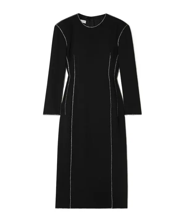 Dries Van Noten Embellished Long Sleeve Midi Dress