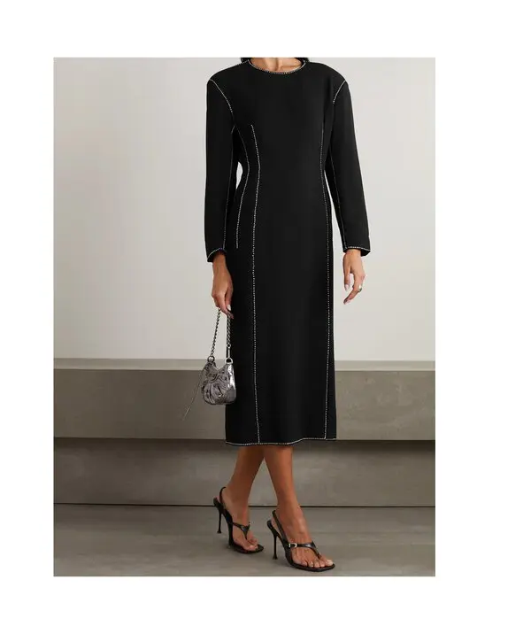 Dries Van Noten Embellished Long Sleeve Midi Dress