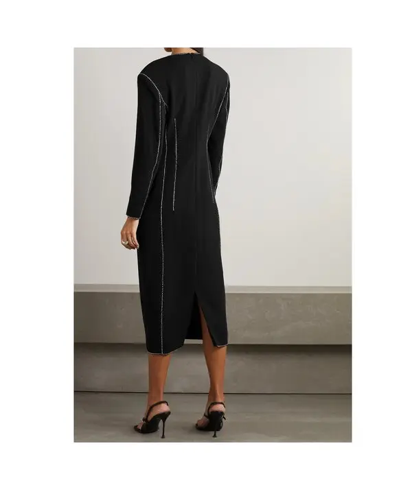 Dries Van Noten Embellished Long Sleeve Midi Dress