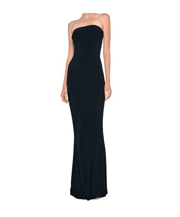 Norma Kamali Strapless Maxi Dress With Back Slit - Black