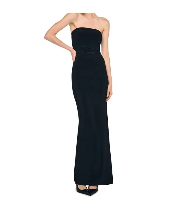 Norma Kamali Strapless Maxi Dress With Back Slit - Black