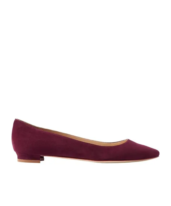 Manolo Blahnik Suede Ballet Flats - Red