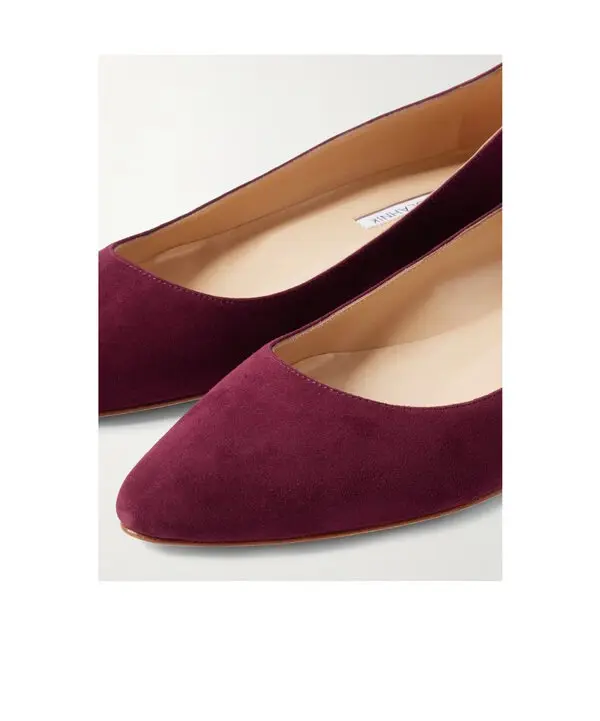 Manolo Blahnik Suede Ballet Flats - Red
