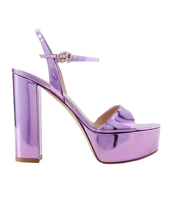 GIANVITO ROSSI Mirrored-leather Platform Sandals - Purple