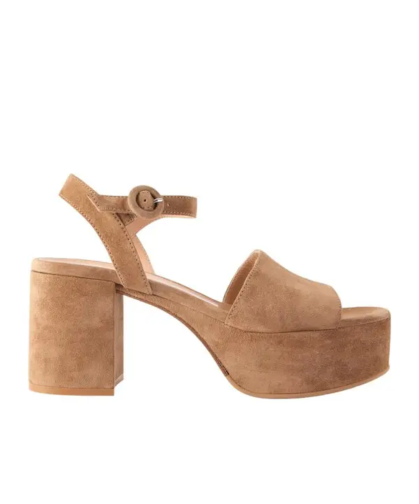 GIANVITO ROSSI Suede Platform Sandals - Brown