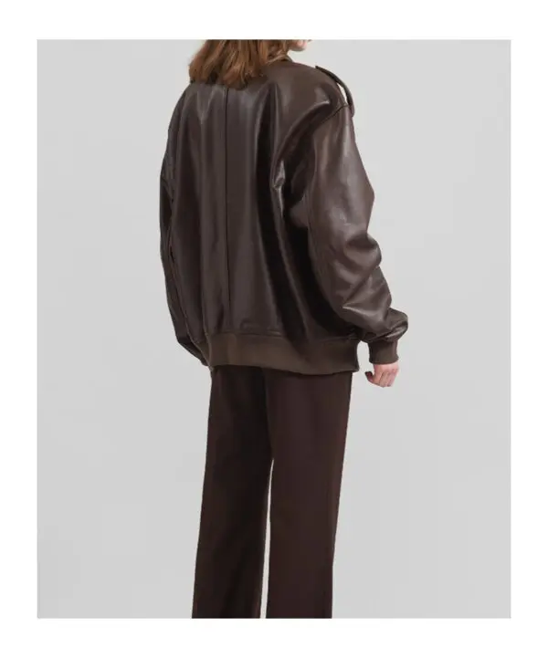 THE FRANKIE SHOP Viper Oversized Leather Jacket - Brown