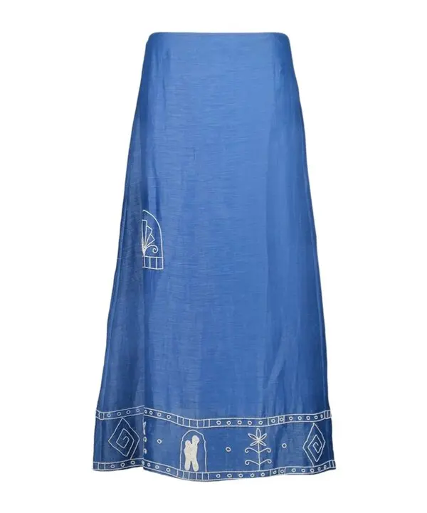 ALEMAIS Straight Midi Skirt - Blue