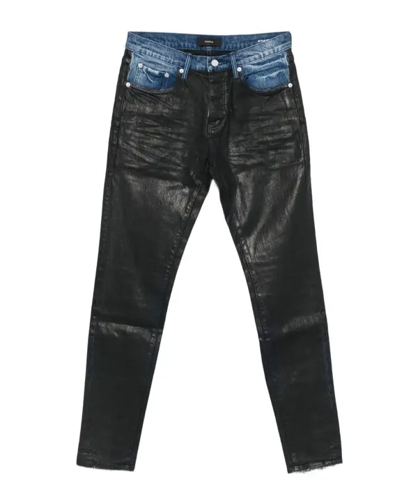 PURPLE BRAND Coated Raw Hem Denim - Black