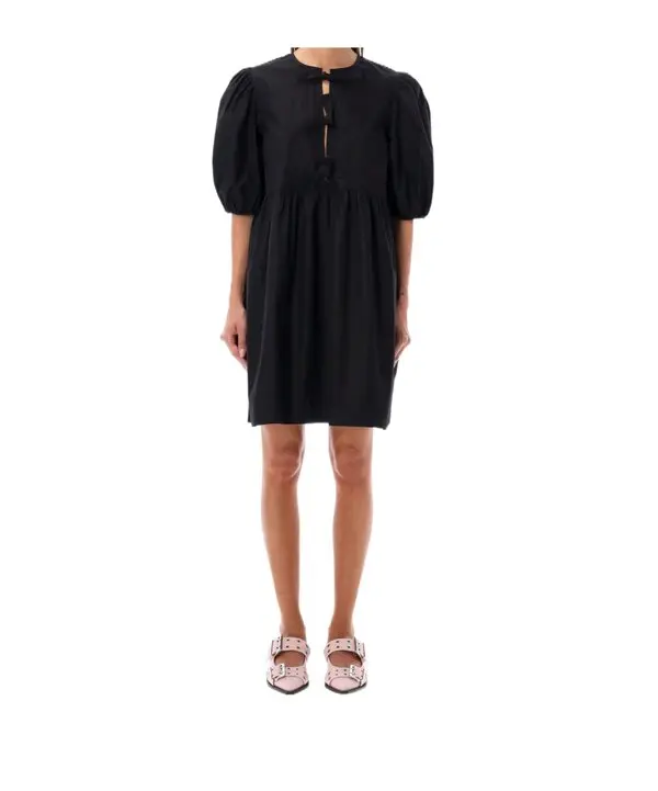 GANNI Round Neck Dress - Black