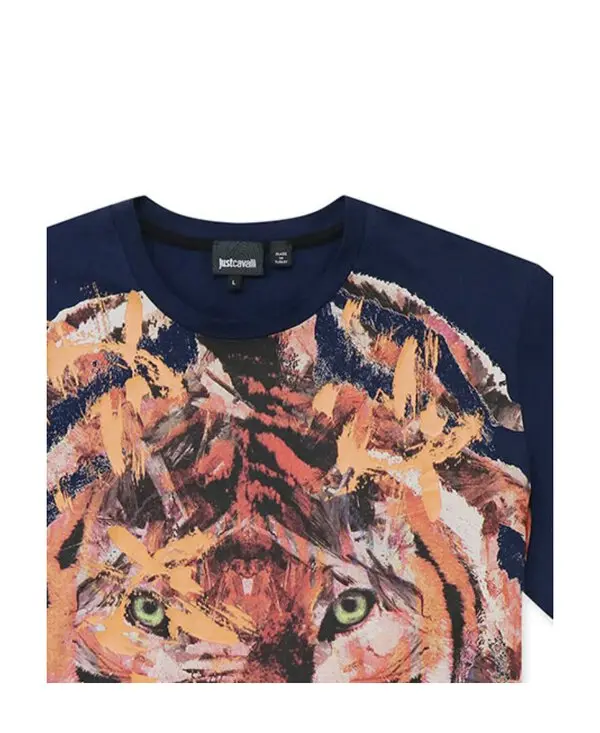 Just Cavalli Navy Blue Printed T-shirt