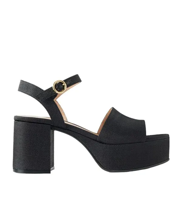 GIANVITO ROSSI Raffia Platform Sandals - Black