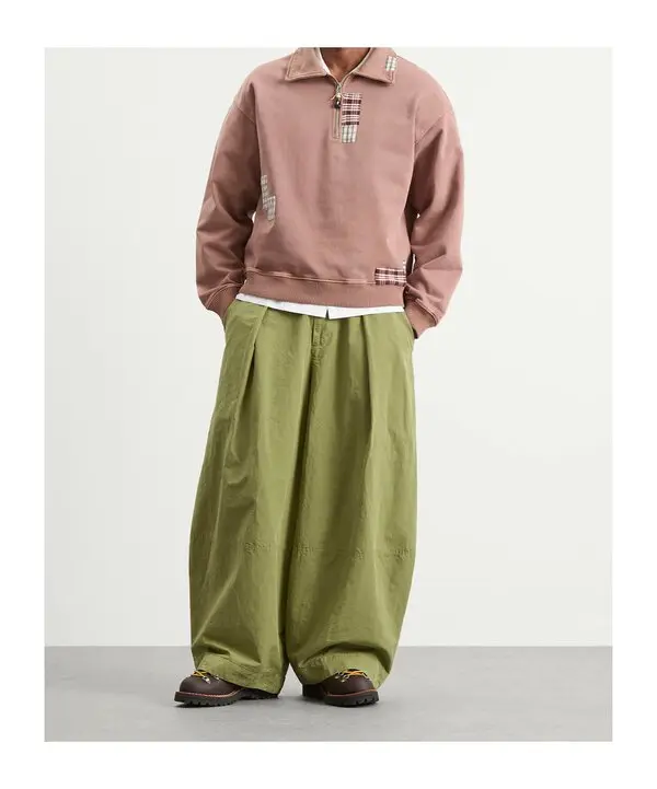 STORY MFG. Patchwork Half-zip Sweatshirt - Sand