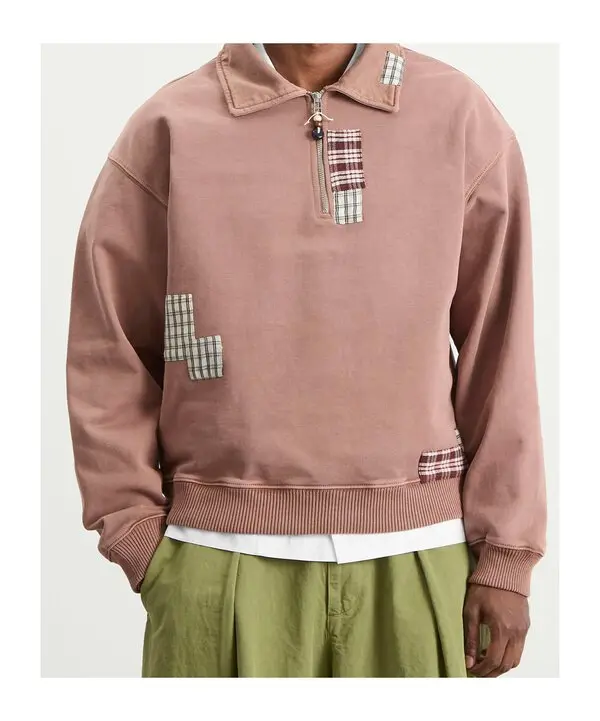 STORY MFG. Patchwork Half-zip Sweatshirt - Sand
