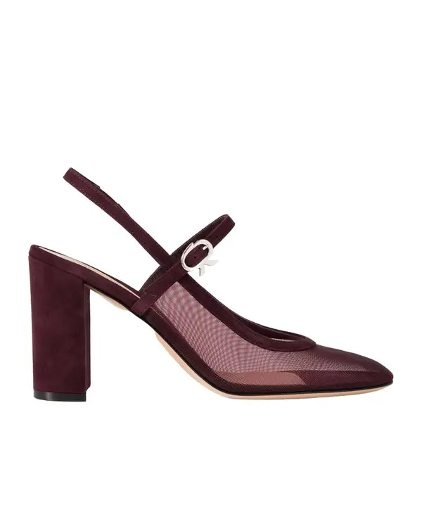 GIANVITO ROSSI 85 Suede-trimmed Mesh Pumps