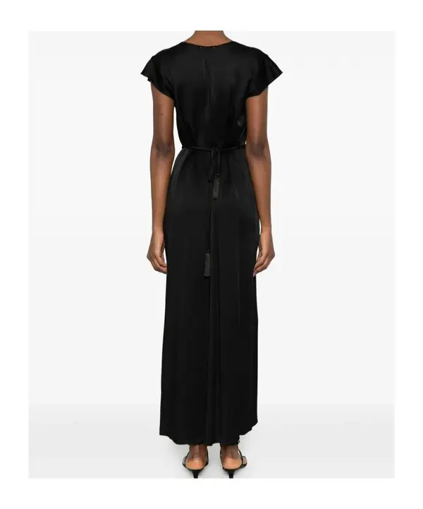 FORTE_FORTE V-neck Short-sleeve Maxi Dress With Tie Belt