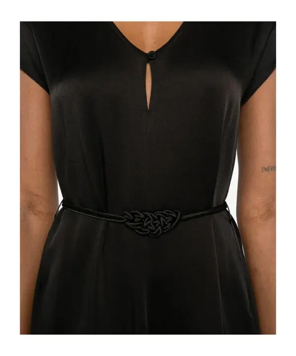 FORTE_FORTE V-neck Short-sleeve Maxi Dress With Tie Belt