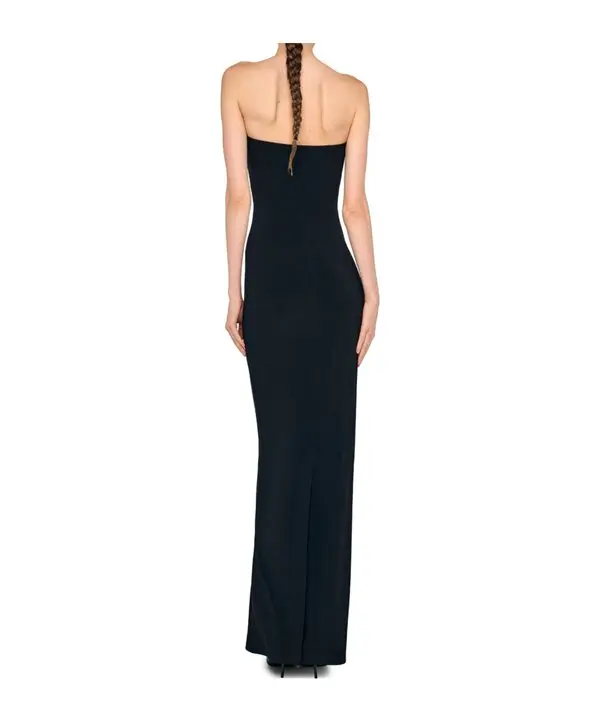 Norma Kamali Strapless Bustier Maxi Dress With Back Slit