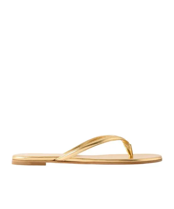 GIANVITO ROSSI Metallic Leather Sandals - Nude