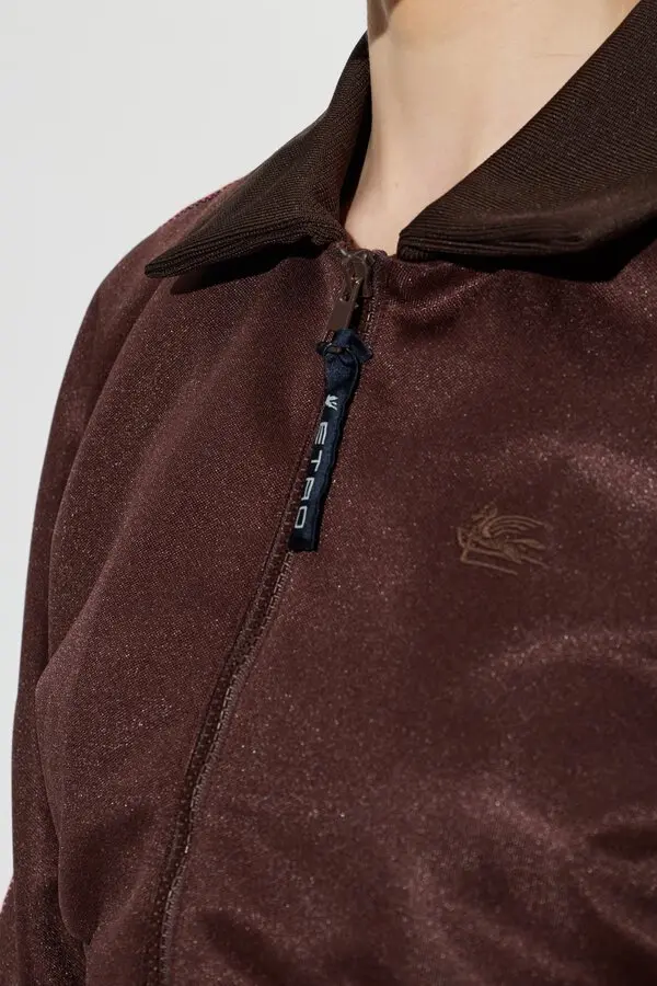 Etro Cropped Embroidered Track Jacket - Brown