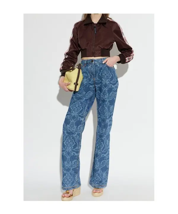 Etro Cropped Embroidered Track Jacket - Brown