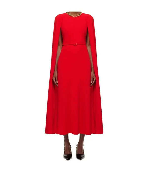 Roland Mouret Light Cady Belted Cape Dress