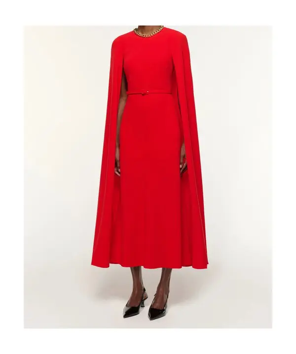 Roland Mouret Light Cady Belted Cape Dress