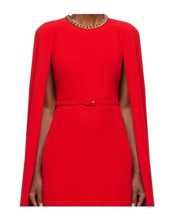 Roland Mouret Light Cady Belted Cape Dress