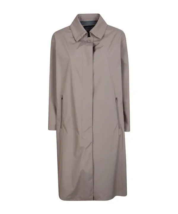 Herno Concealed-fastening Pleated Coat - Gray