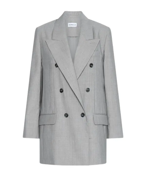 Marella Double-breasted Wool And Silk Grisaille Blazer