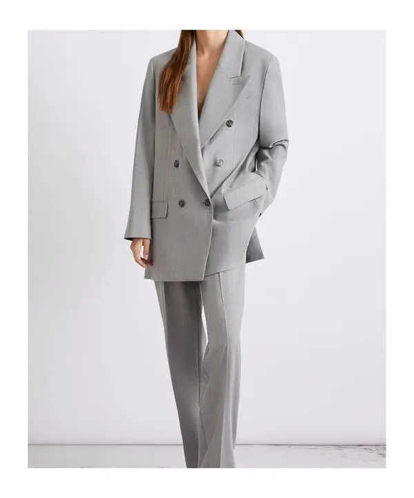 Marella Double-breasted Wool And Silk Grisaille Blazer