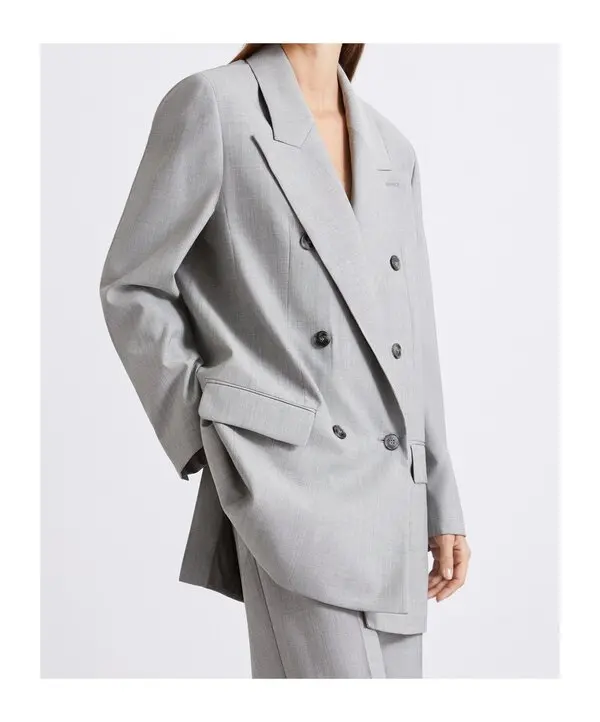 Marella Double-breasted Wool And Silk Grisaille Blazer