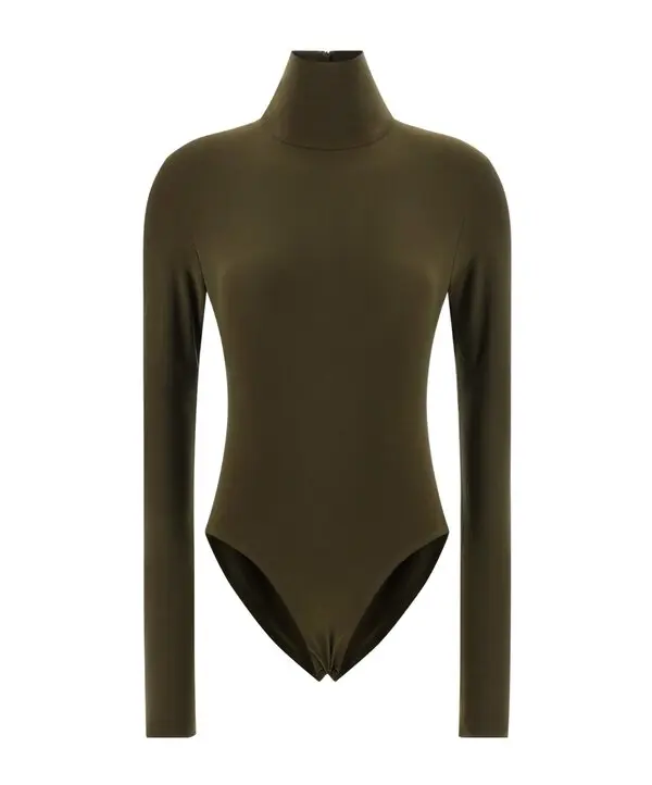 Norma Kamali Turtleneck Long Sleeve Bodysuit - Tree Bark