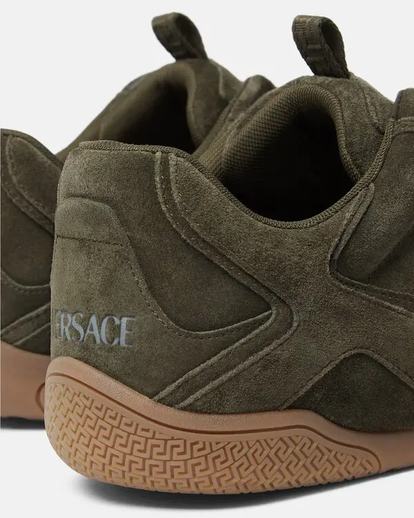 Versace Round-toe Lace-up Sneakers With Greca Detailing