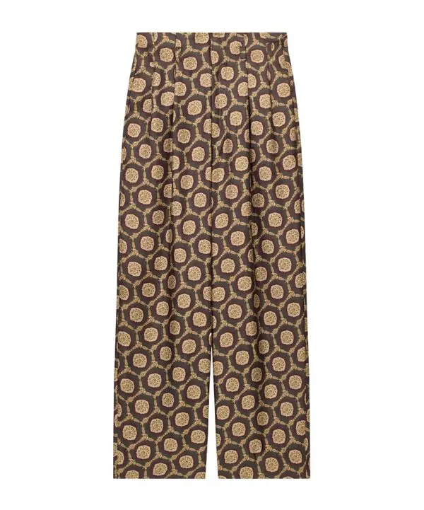 Emporio Armani Wide-leg Printed Trousers - Beige