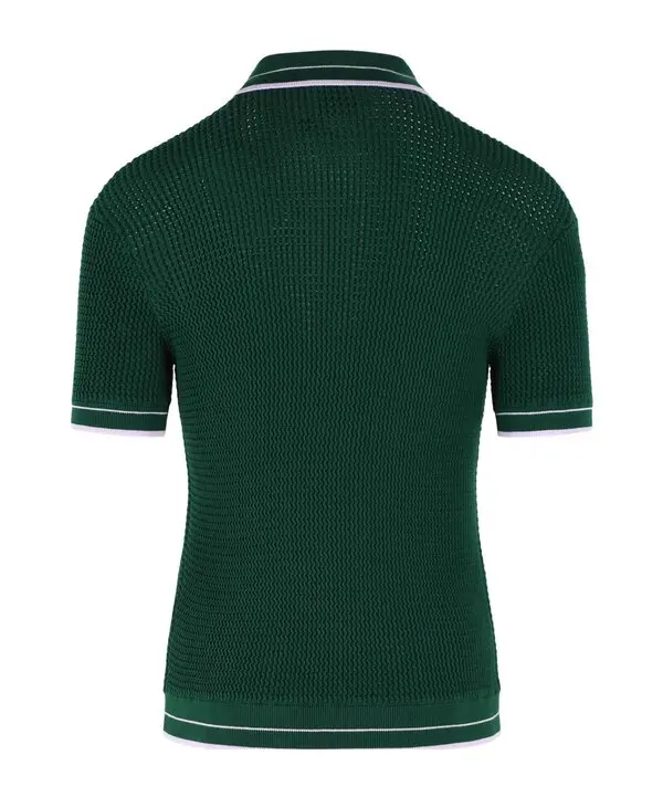 Casablanca Logo Patch Crochet Polo Shirt - Green