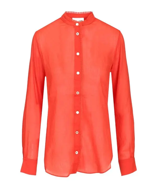 FORTE_FORTE Lace-trim Voile Shirt - Orange