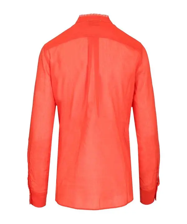 FORTE_FORTE Lace-trim Voile Shirt - Orange