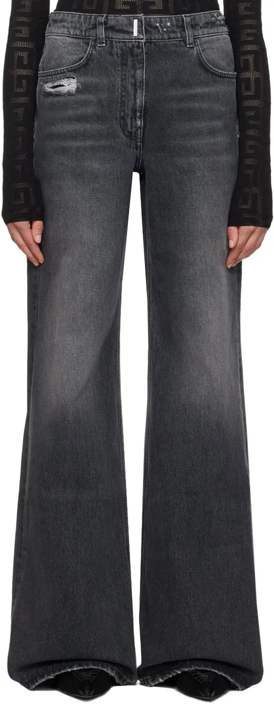 Givenchy Logo Plaque Wide Leg Jeans