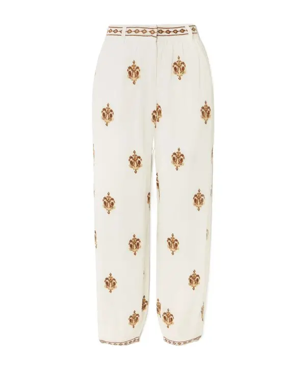 Farm Rio Casual Pants With Belt Loops - White