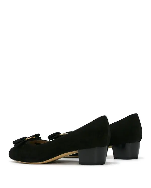 FERRAGAMO Suede Bow Detailing High Heel Pumps - Black