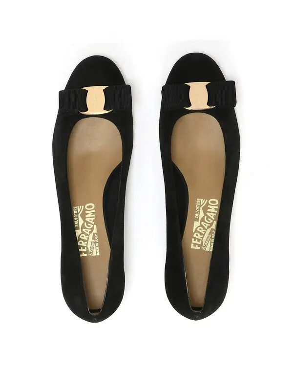 FERRAGAMO Suede Bow Detailing High Heel Pumps - Black