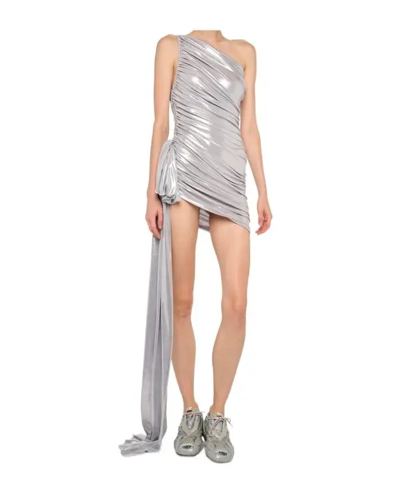 Norma Kamali Diana One-shoulder Draped Dress - Silver
