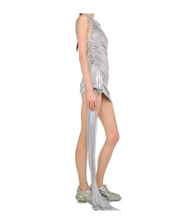 Norma Kamali Diana One-shoulder Draped Dress - Silver